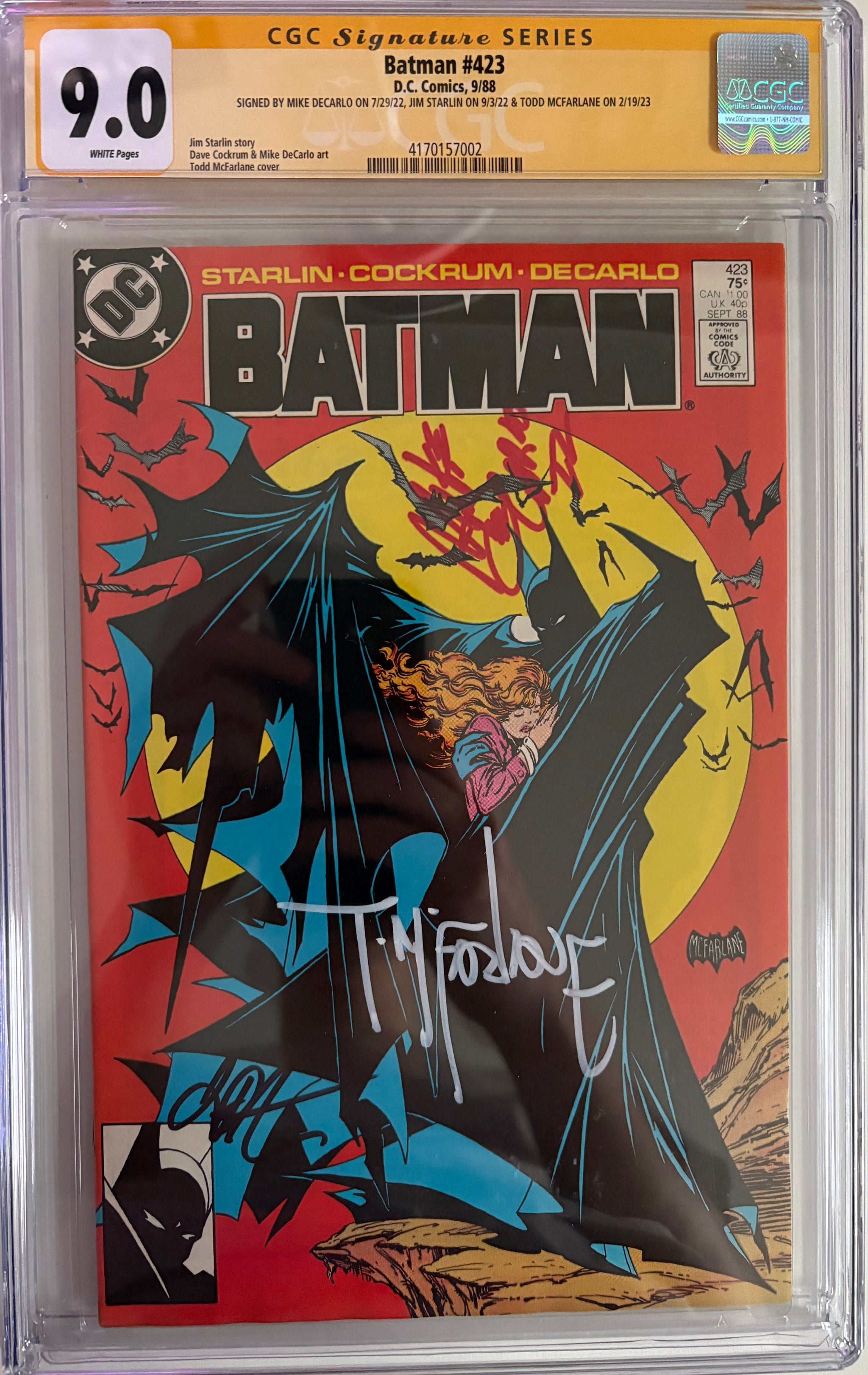 Batman #423 | Unterschrieben von Todd McFarlane, Jim Starlin & Mike De